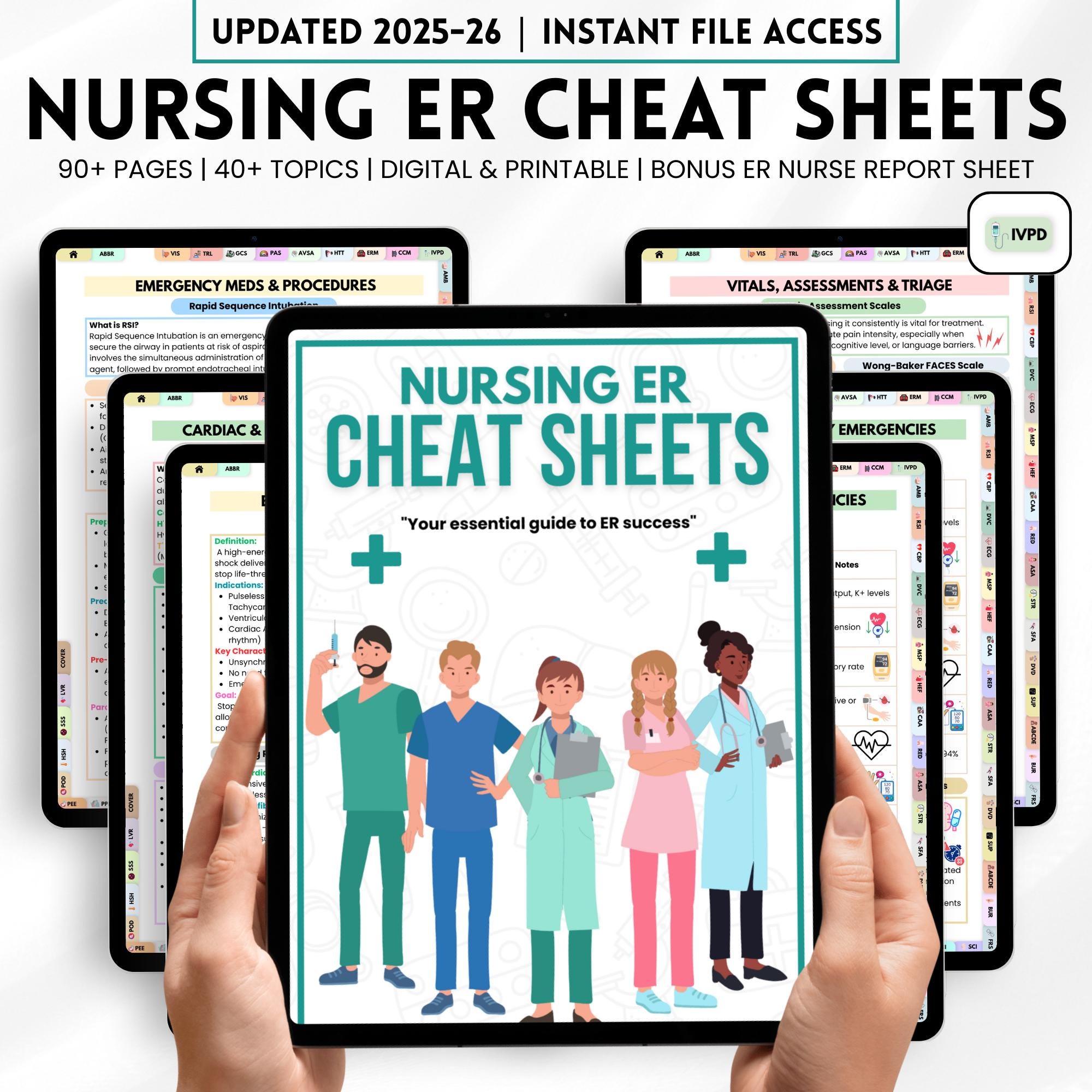 ER Nursing Cheat Sheets, Medical Cheat Sheet, ER Nurse Help, Quick ...
