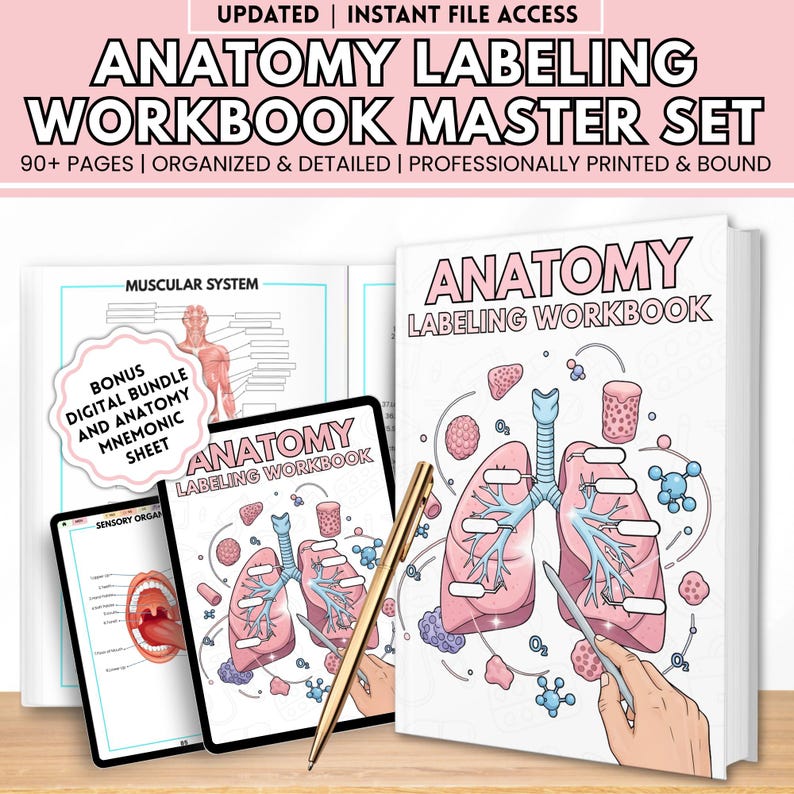 Human Anatomy Labeling Workbook Physical Book | Anatomy Study Guide for ...
