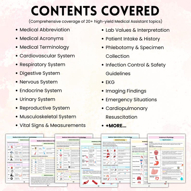 Medical Assistant Study Guide Physical Book | Notes & Cheat Sheets | 60 ...