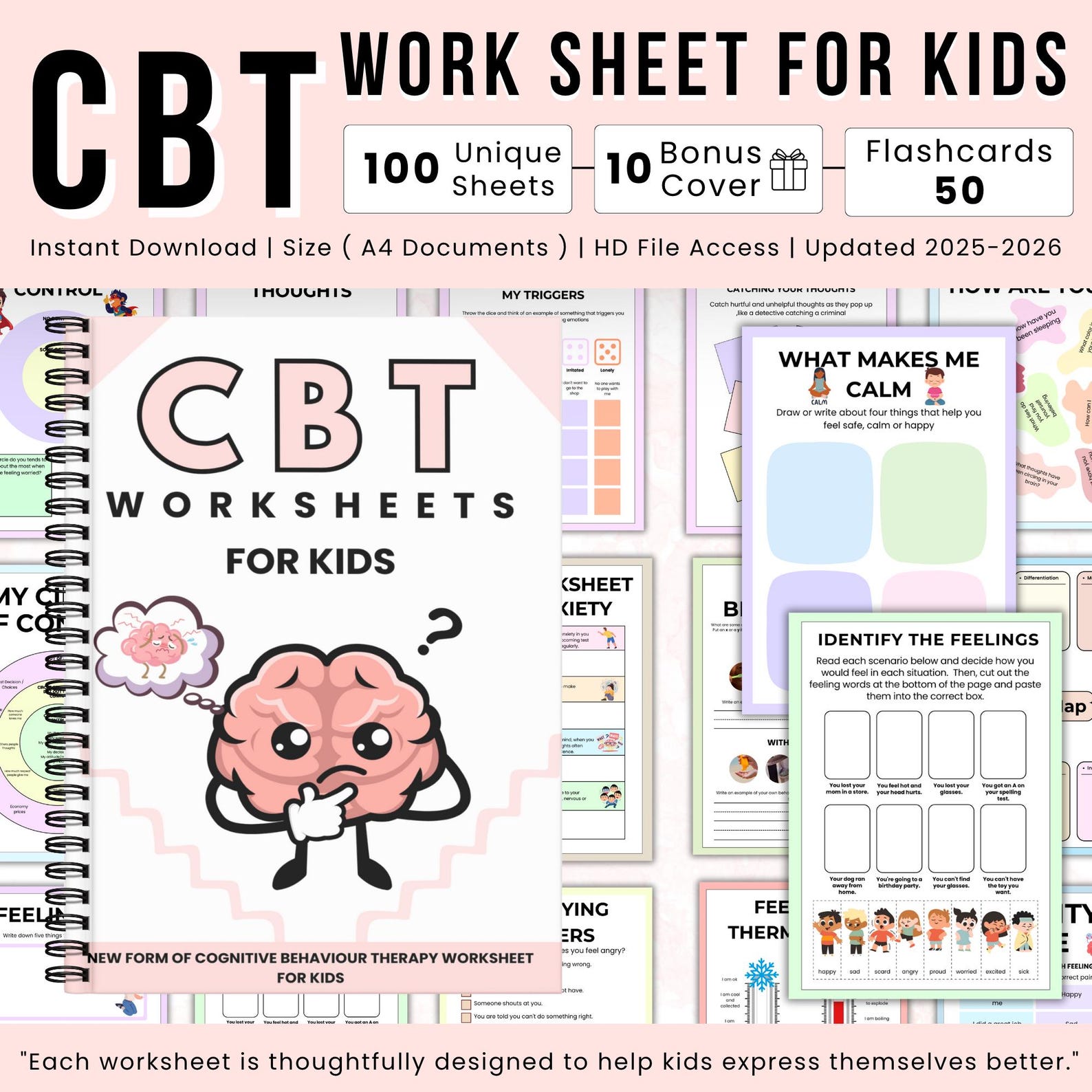 Kids CBT Worksheets, Cognitive Behavioral Therapy Activities for ...