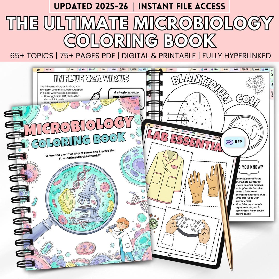Microbiology Coloring Book | Science Coloring Pages | Science Study ...