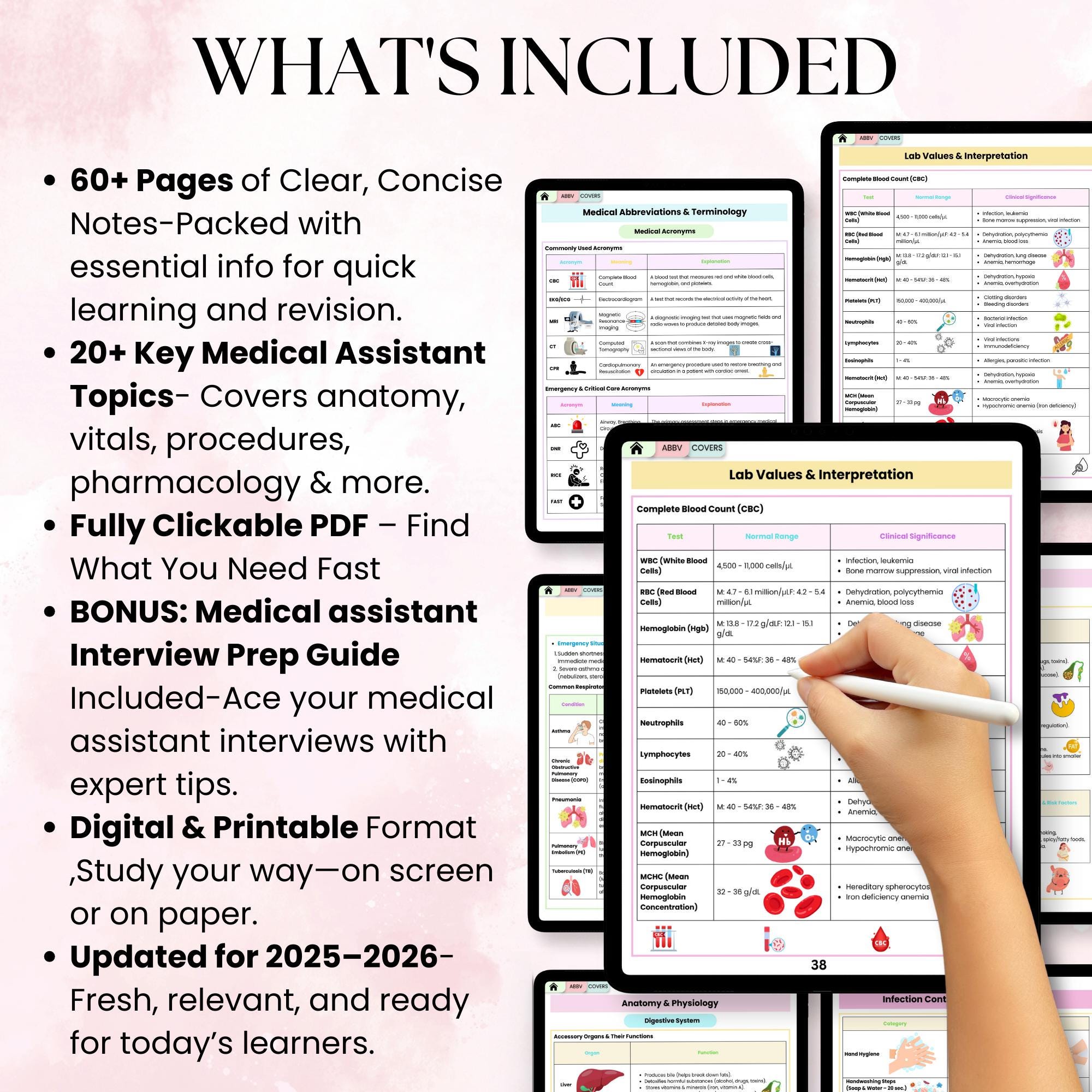 Medical Assistant Notes & Cheat Sheet Bundle, 20+ Topics Study Guide ...