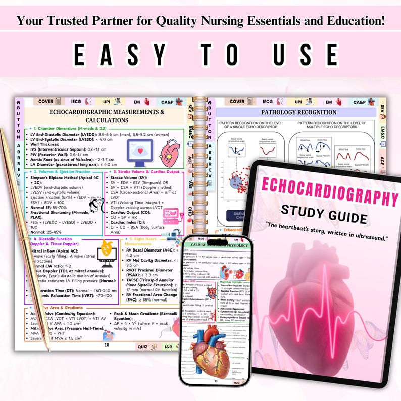 Echocardiography Study Guide PDF, Echo Ultrasound Notes, 80 Pages Bonus ...