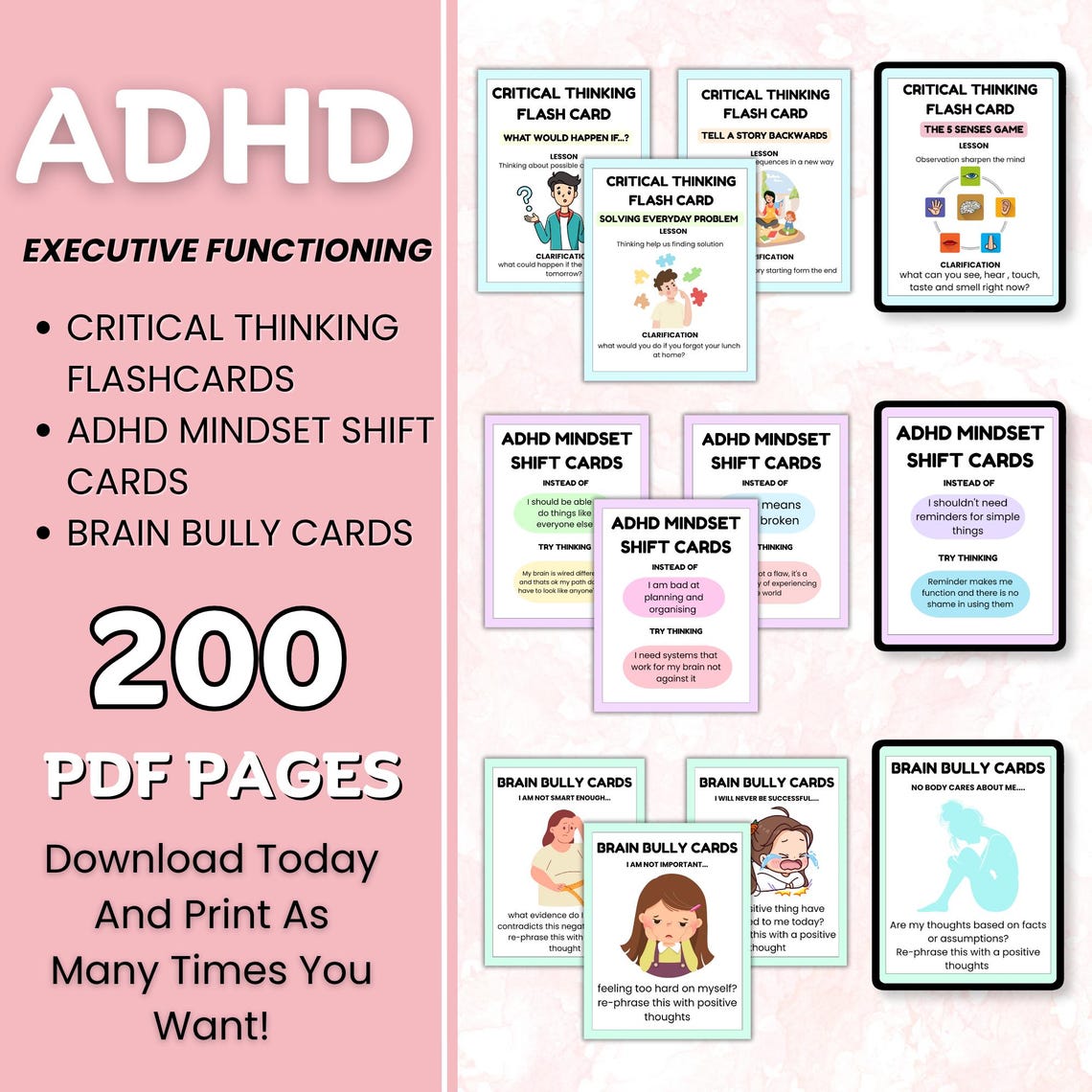 ADHD Worksheets for Kids: 200+ Page Activity Bundle (digital Download ...