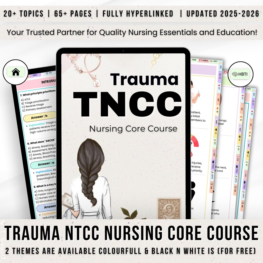 65+ Trauma TNCC Nursing Core Course Bundle, Fully Hyperlinked, TNCC ...