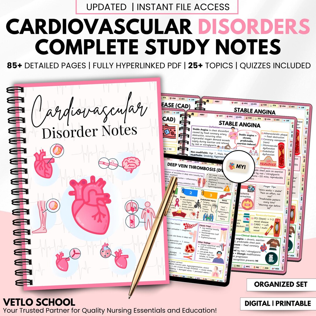Cardiovascular Nursing Study Guide | Cardiac Notes & Heart Disease ...