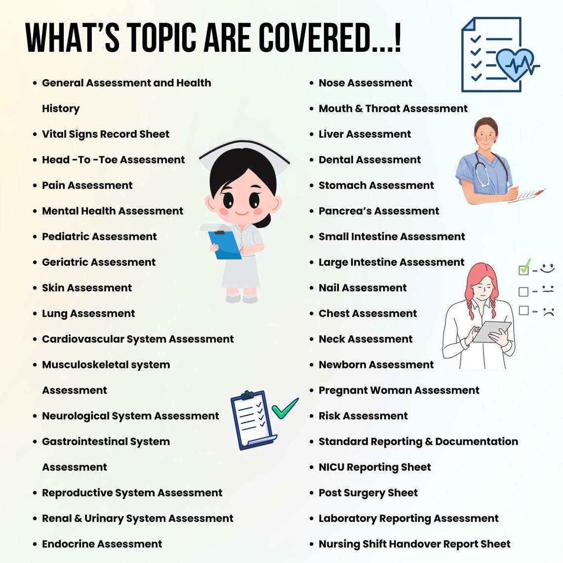 Health Assessment Nursing Bundle, Digital Nursing School Study Guide ...