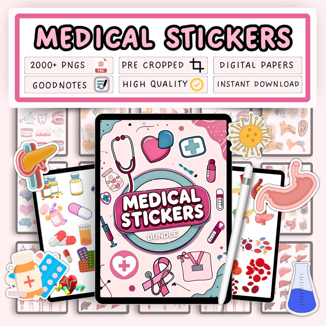 Medical Stickers Pack, Nursing Stickers, Free 100+ Digital Papers ...