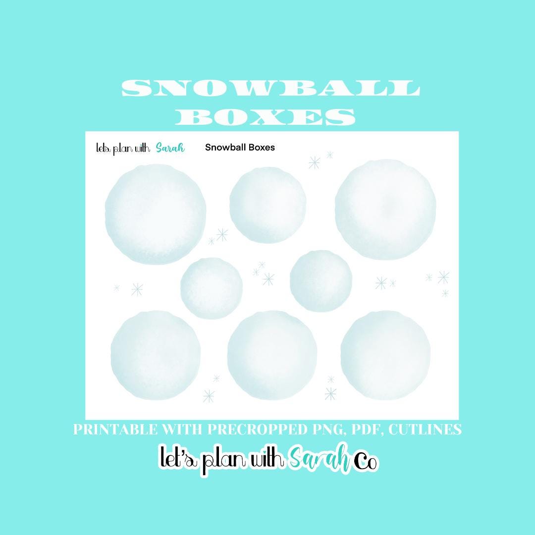 SNOWBALL BOXES Printable Winter Journal Boxes Stickers for Planner ...