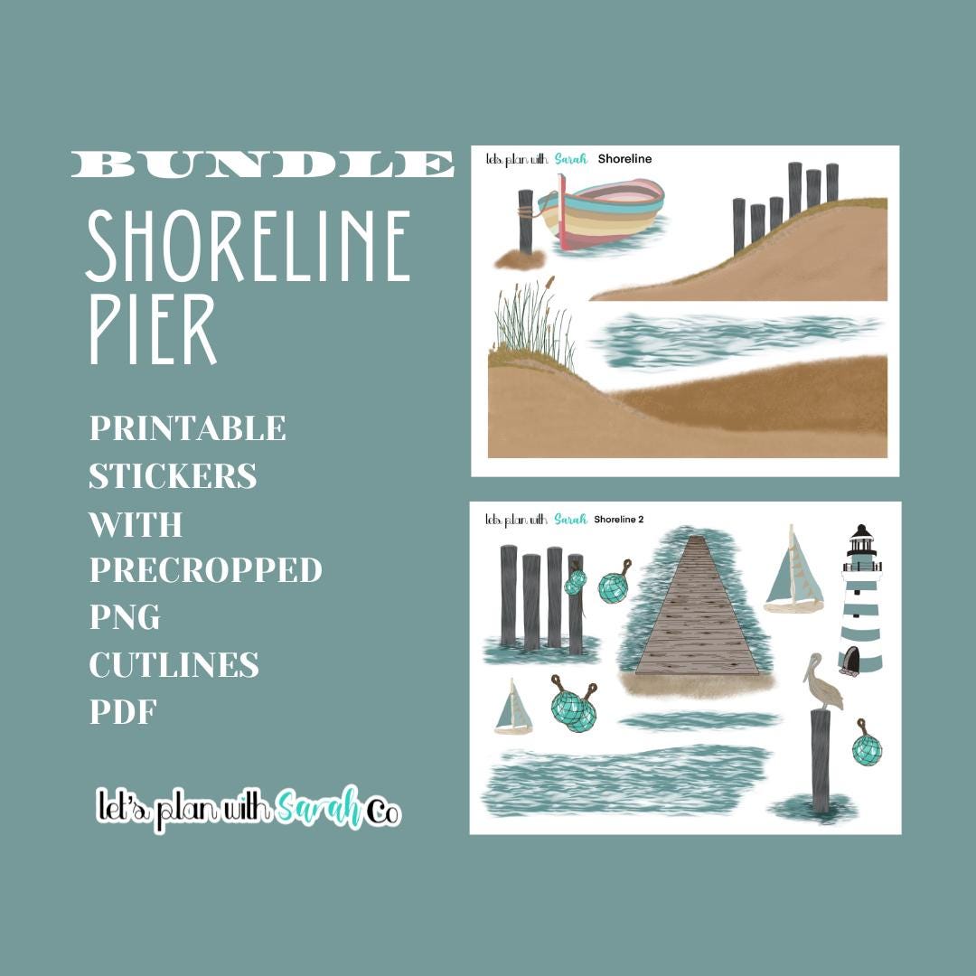 SHORELINE PIER BUNDLE Printable Stickers for Planners, Bujo, Journals ...