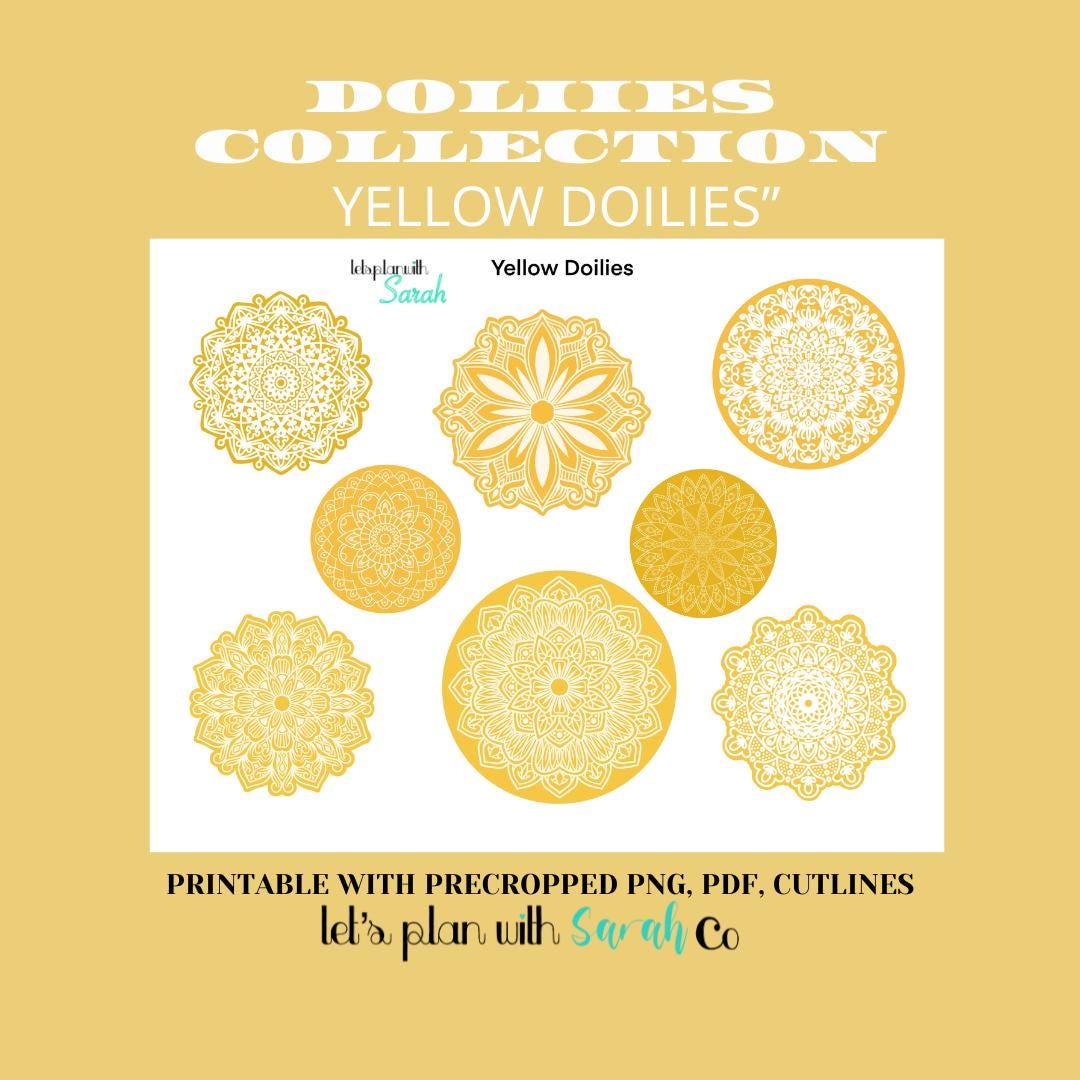 YELLOW DOILIES Printable Stickers for Planner, Journal, Bujo ...