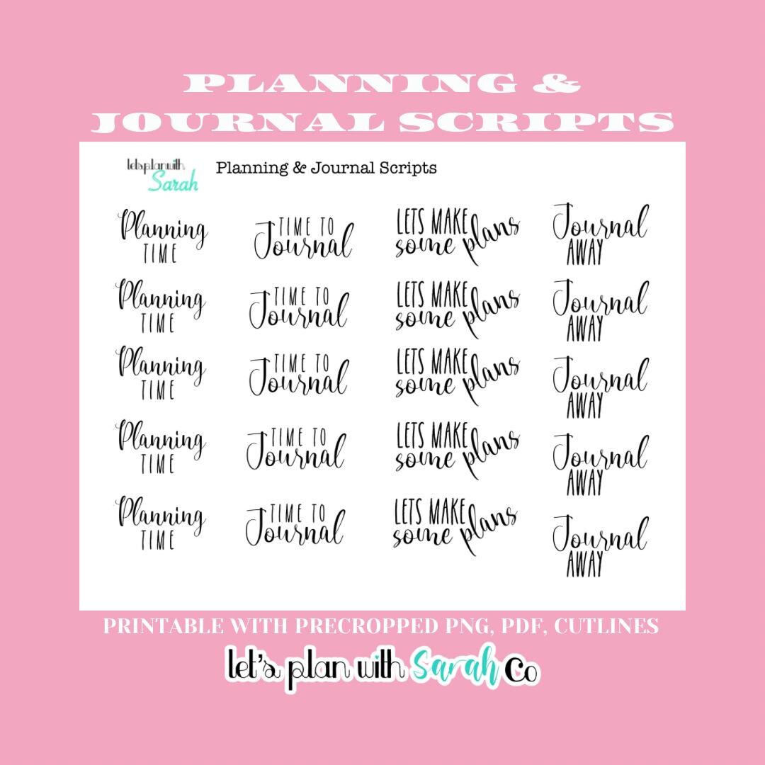 PLANNING & JOURNAL SCRIPTS Printable for Planners, Bullet Journals, Etc ...