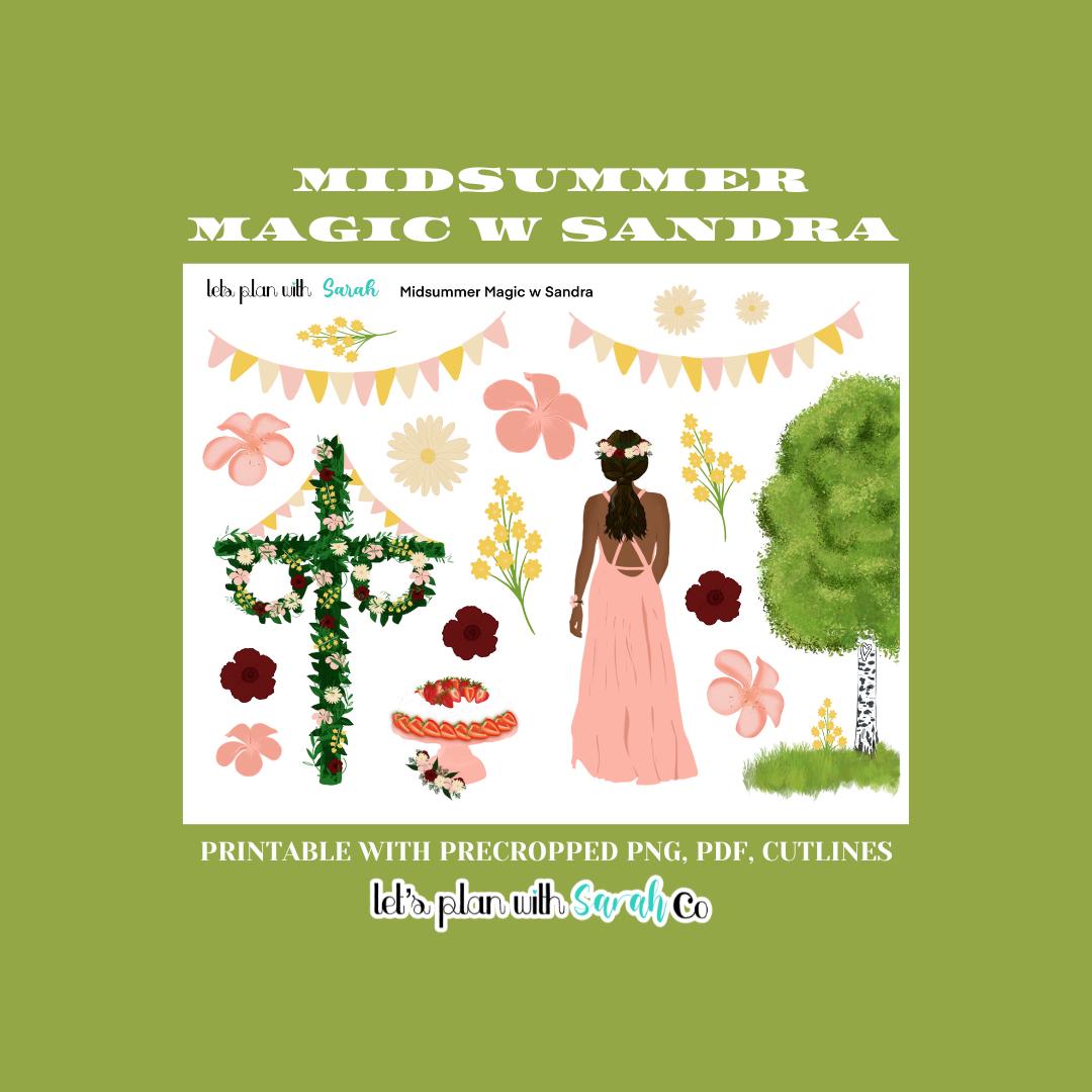 SANDRAS MIDSUMMER MAGIC Fun Printable Stickers for Swedish Midsommar ...