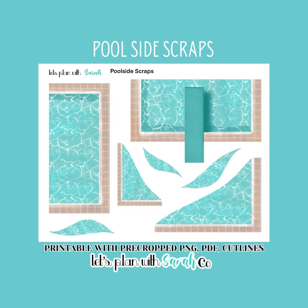 POOLSIDE SCRAPS Printable Summer Pool Day Stickers for Planners ...