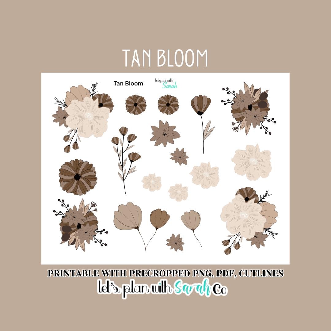 TAN BLOOM Printable Planner Stickers BOHO Stickers Scrapbooking ...