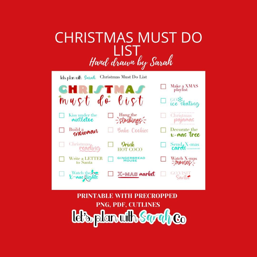 CHRISTMAS Must Do LIST Printable Planner Stickers, Digital HOLIDAY ...