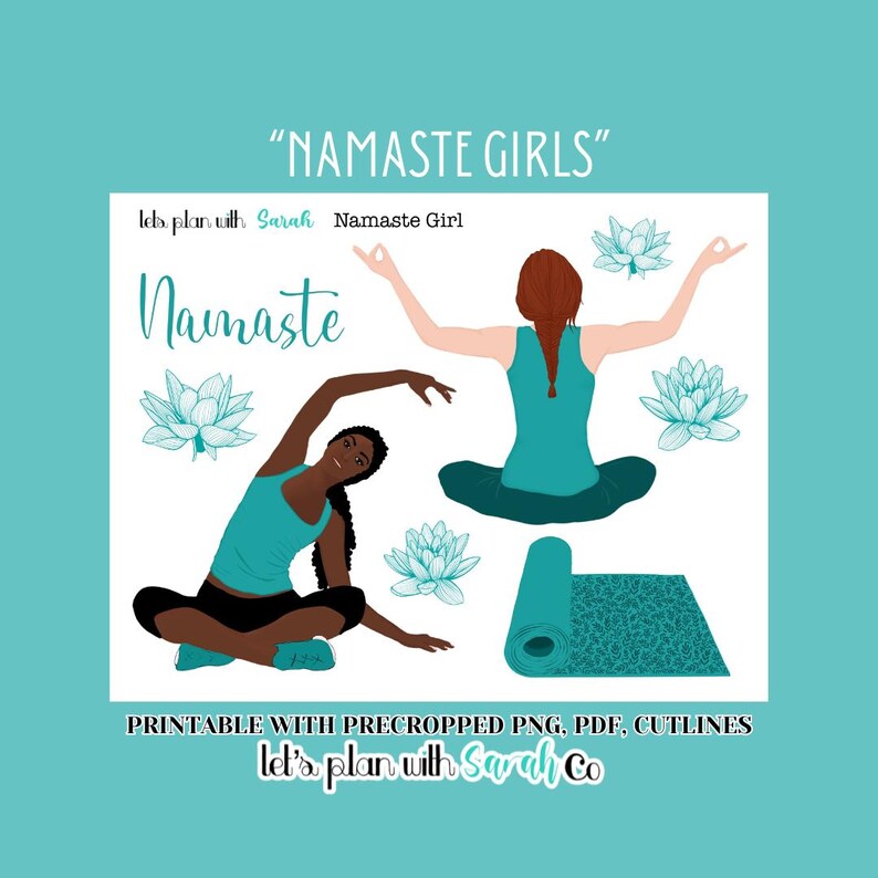 NAMASTE GIRLS + ICONS Bundle Printable Stickers for Workout Tracking ...