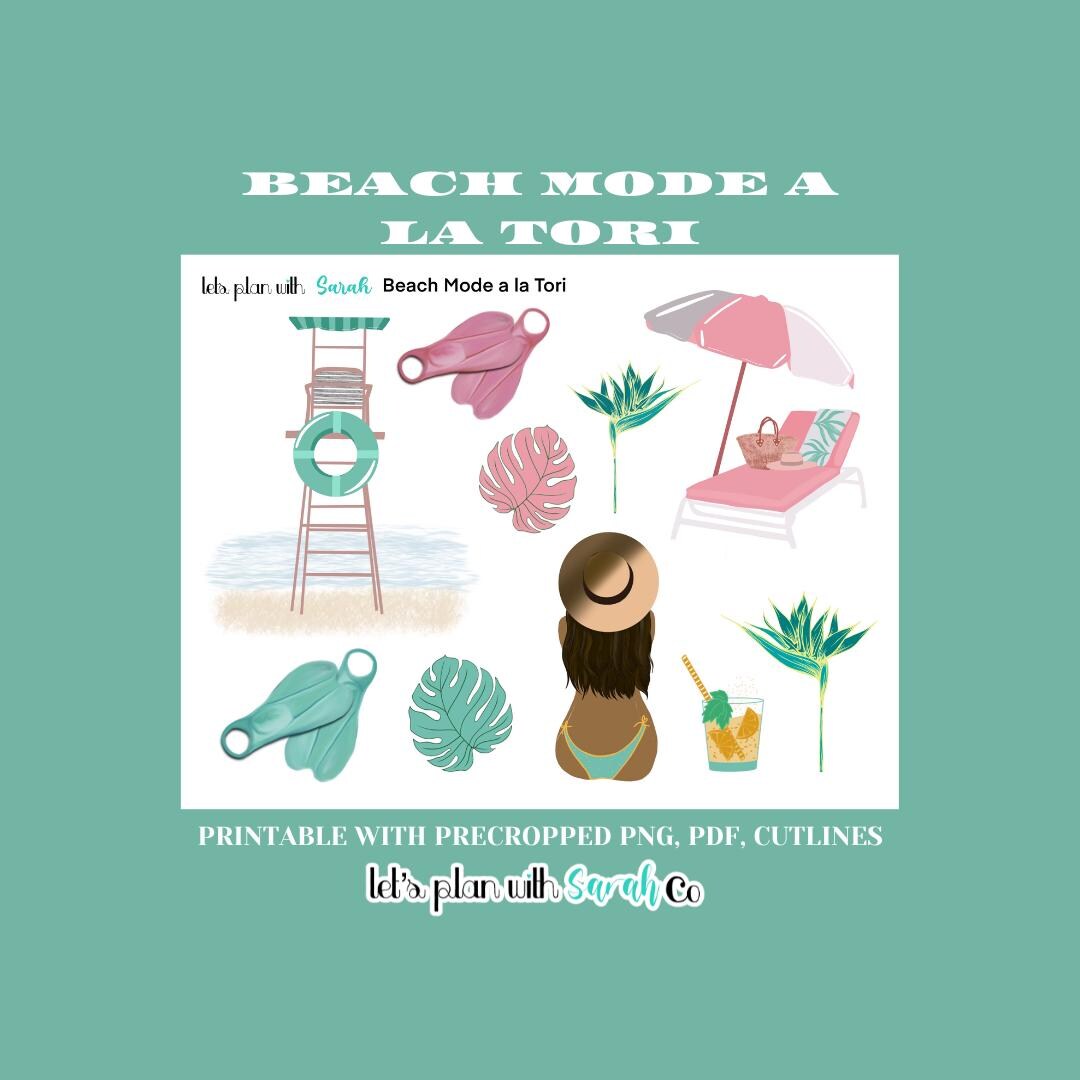 BEACH MODE a La TORI Printable Stickers for Planners, Journals ...