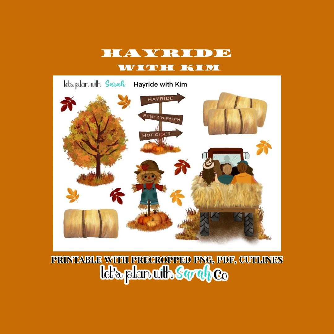 HAYRIDE With Kim FALL AUTUMN Printable Stickers for Planners, Journals ...