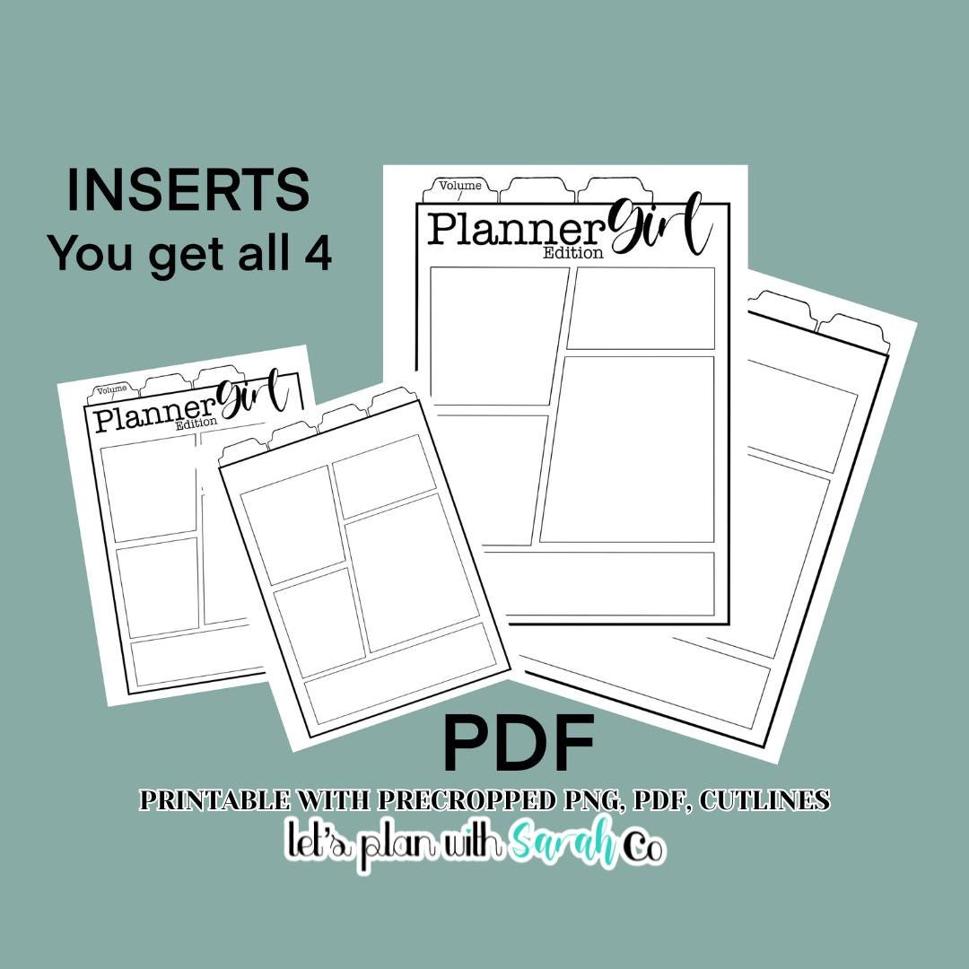 PLANNER GIRL EDITION - Two Sizes, Two Versions, Printable Comic Insert ...