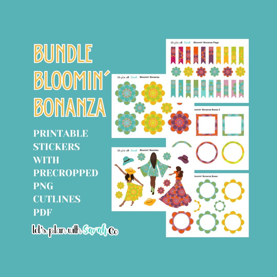 BLOOMIN BONANZA Big BUNDLE Printable Stickers for Fun Spreads in Your ...