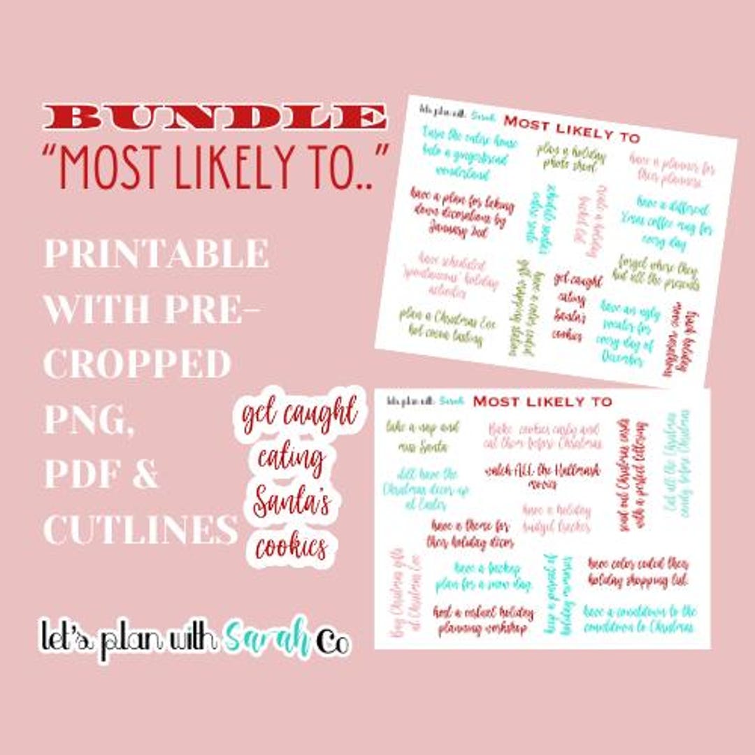 Most Likely to Printable Planner Stickers, Digital Holiday Sticker Set ...