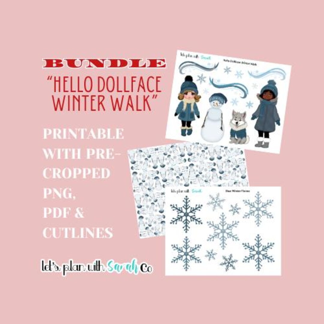 HELLO DOLLFACE Winter WALK Printable Winter Stickers, Bundle for ...