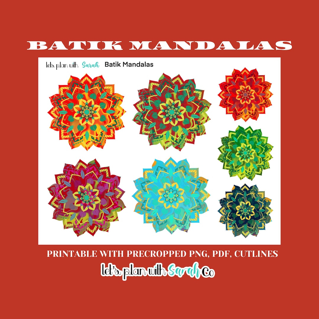 BATIK MANDALAS Printable for Planners, Journal, Scrapbooks, Memory ...
