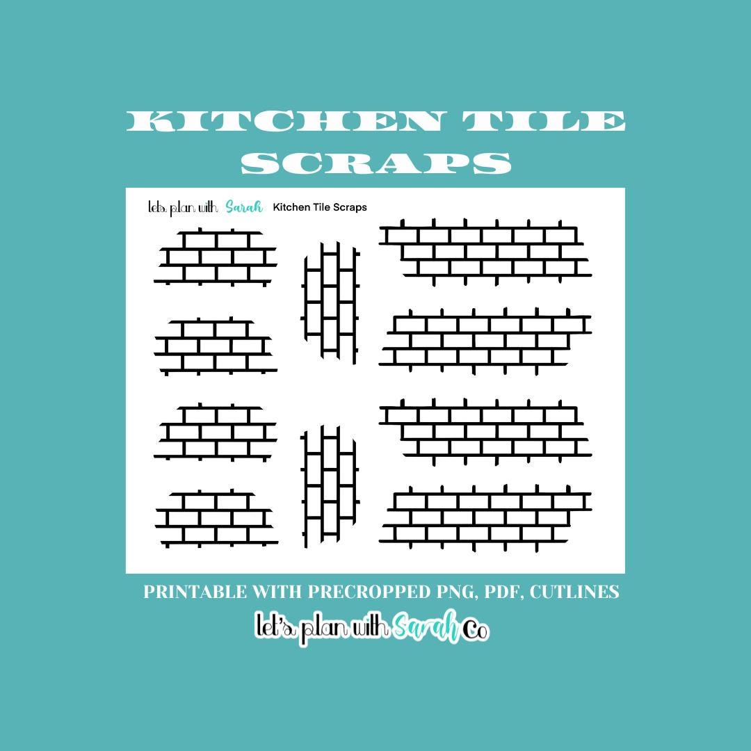 KITCHEN TILE SCRAPS Printable Sticker Scraps, for Scrapbooks, Planners ...