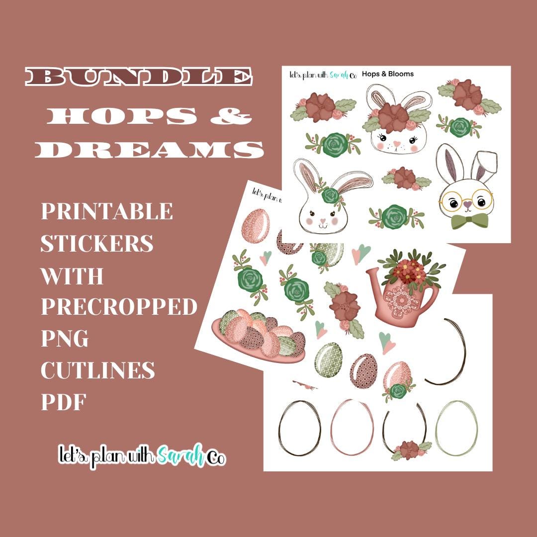 HOPS & BLOOMS BUNDLE Printable Easter Stickers for Planners, Journals ...