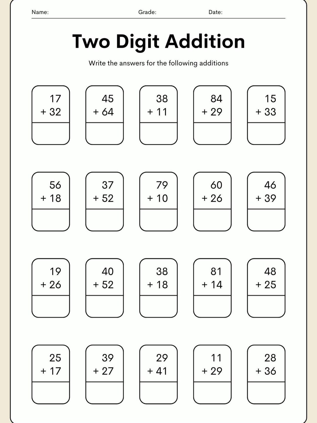 Printable Math Worksheets for Kids – Addition | PDF Download - Etsy