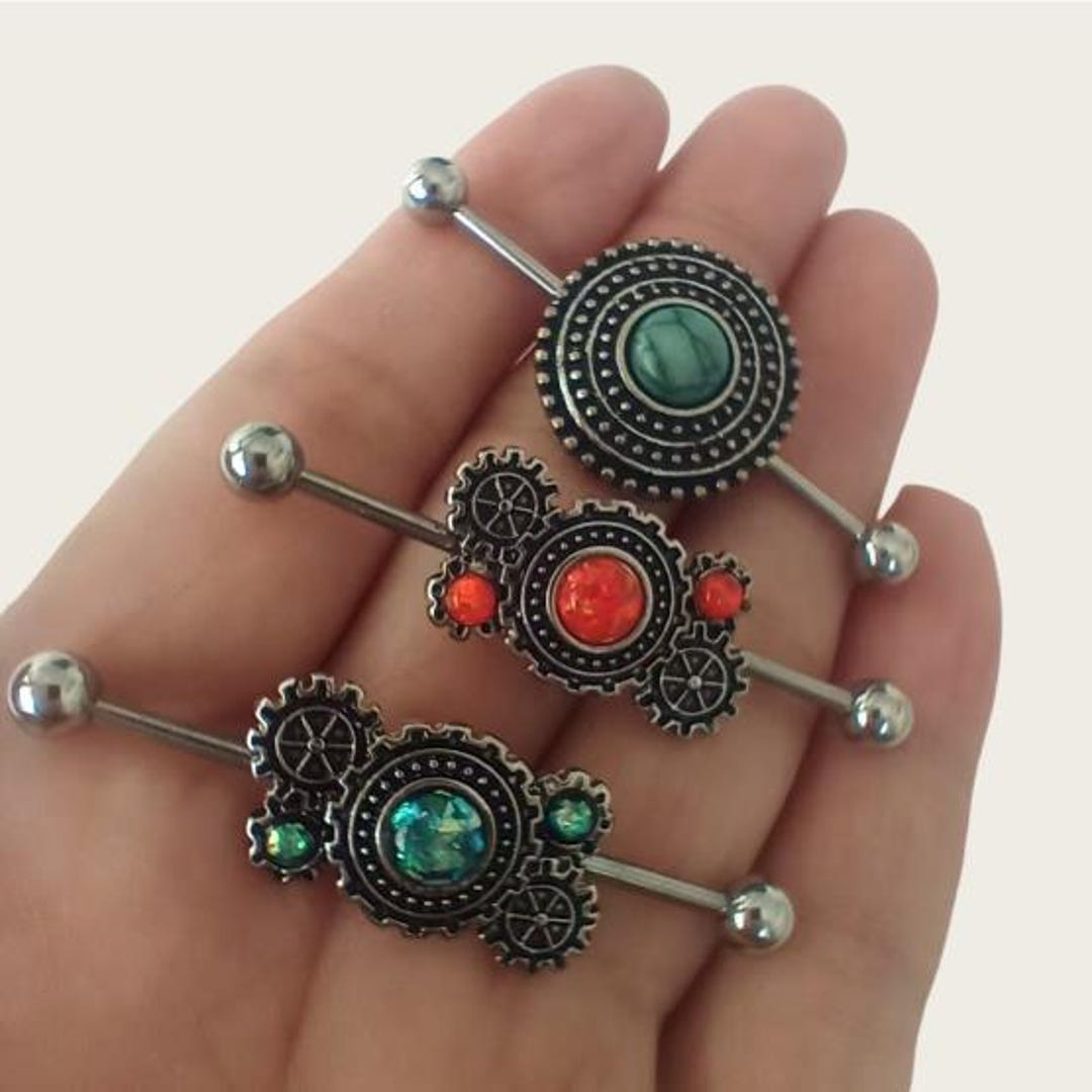 14G/16G Industrial Barbell,opal Industrial Barbell,industrial Jewelry Piercing,ear Piercing, the ...