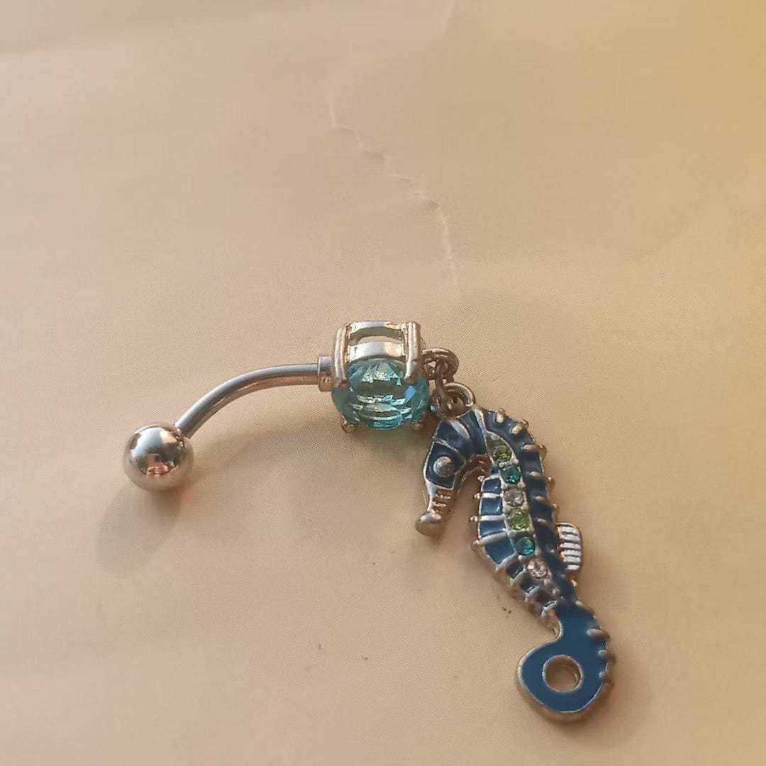 14G Hippo Belly Button Ring,retro Navel Ring,bar Length 10mm Body ...