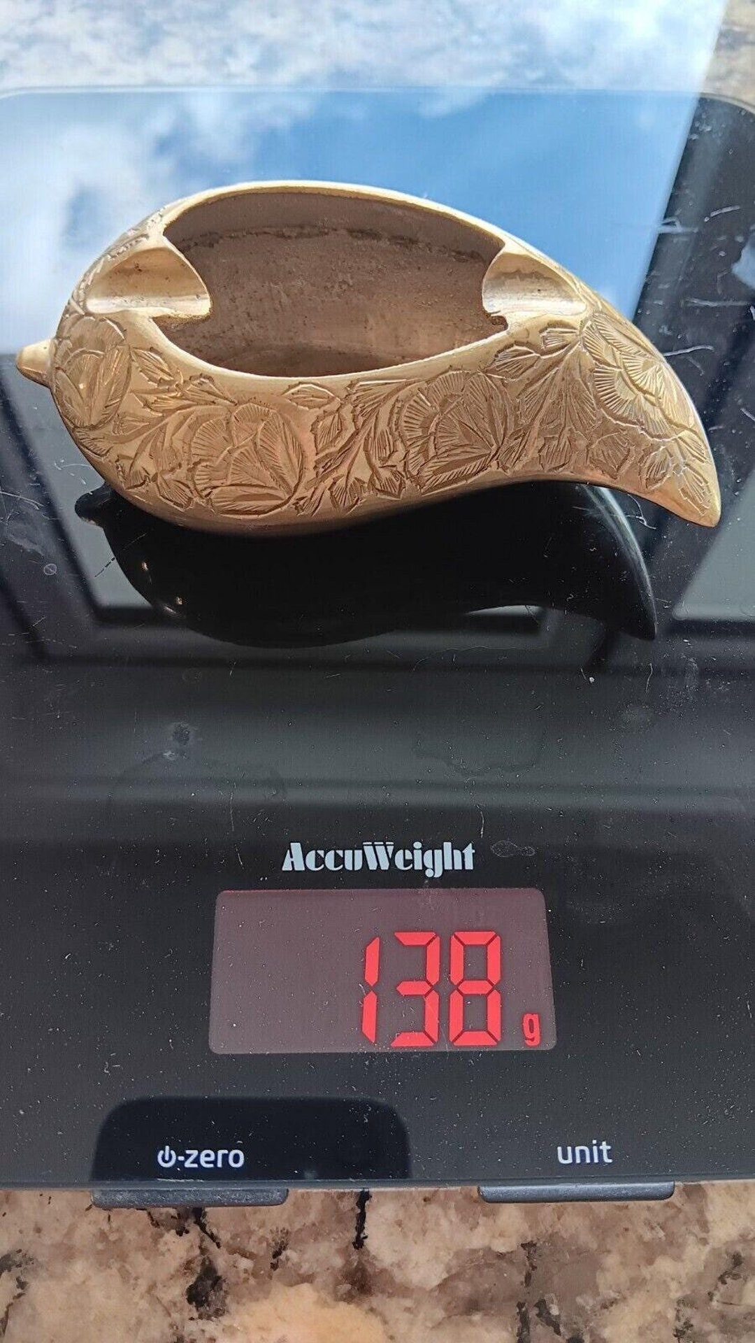 Vintage Aladdin Shoe Brass Ashtray - Engraved Floral Design, Made in ...