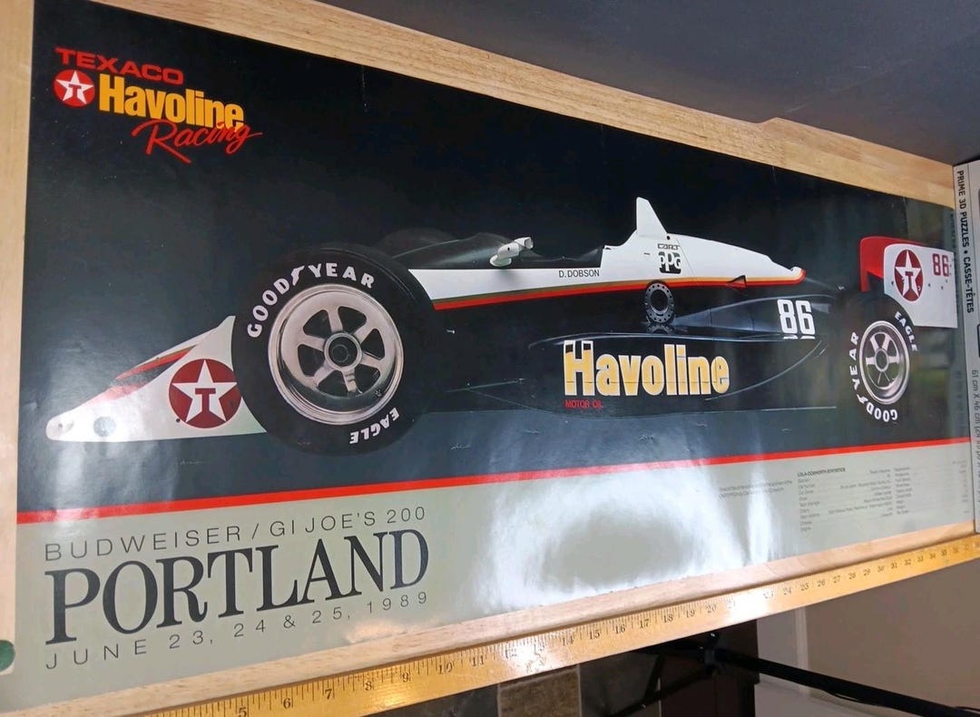 1989 Portland Grand Prix Poster: Havoline Texaco Racecar, Vintage G.I ...