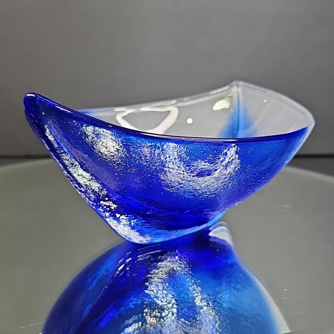 Mats Jonasson Hand Blown Cobalt Blue Glass Dish, Signed - Etsy