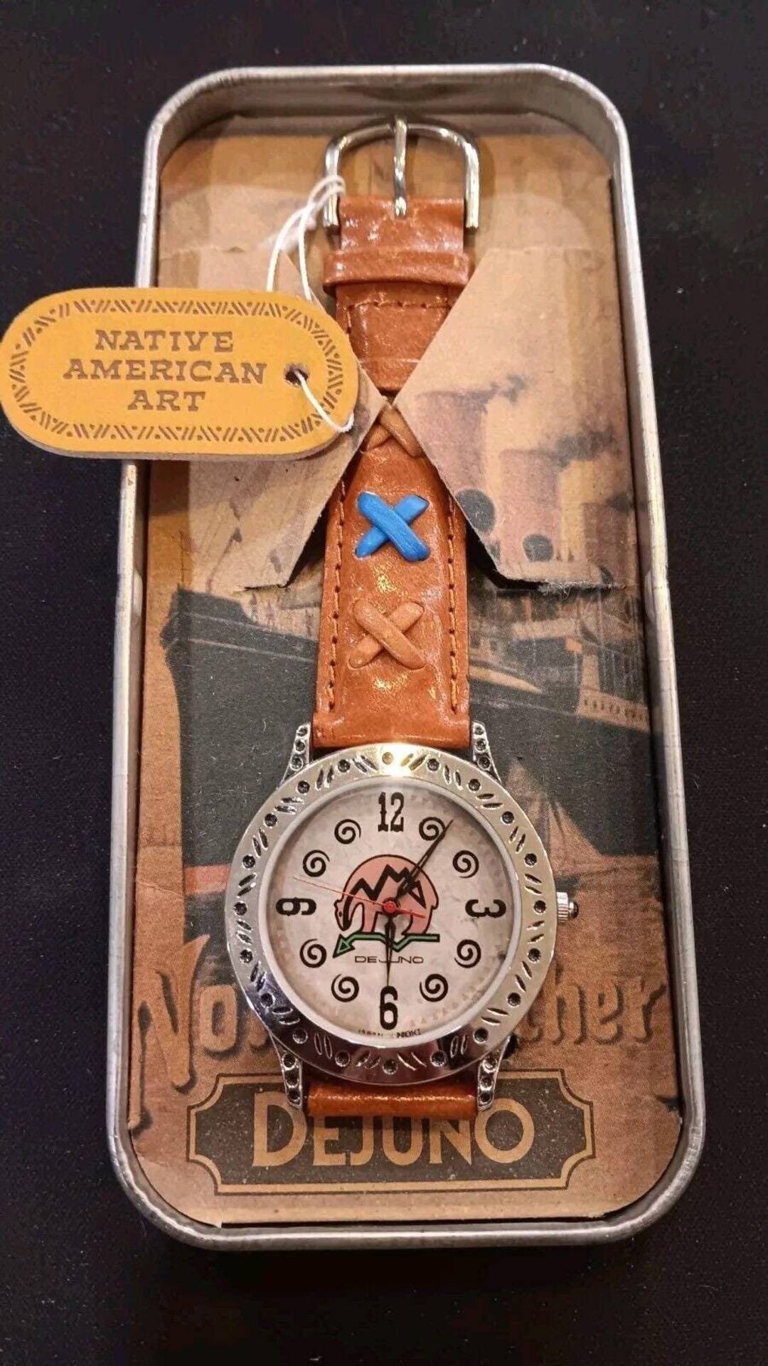 Vintage 1993 Dejuno Watch. Leather Strap. Native American Art. VTG Like New - Etsy