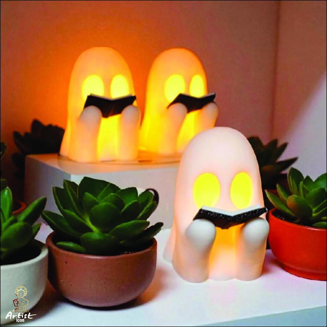3D Printed Reading Ghost Halloween Book Nook Glow in the Dark Halloween ...