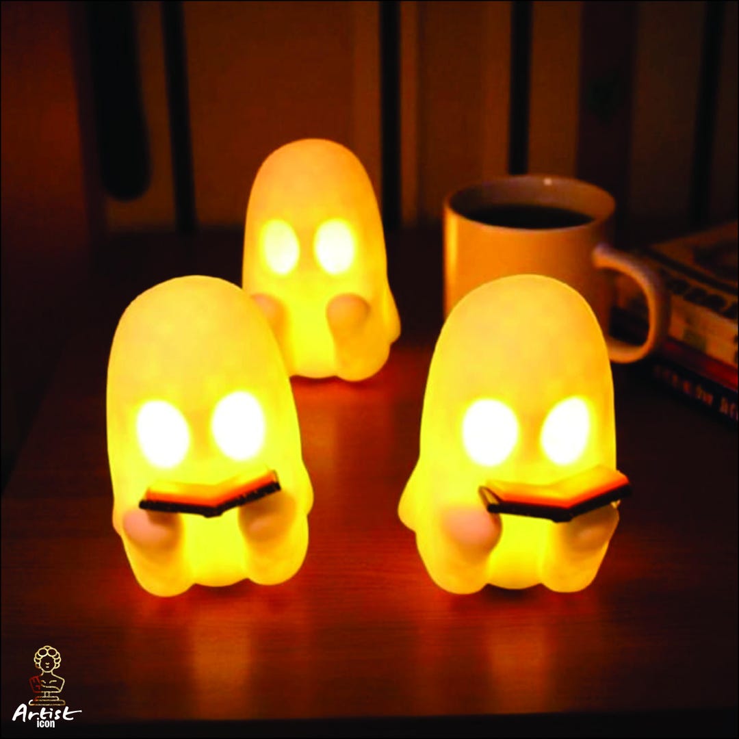 3D Printed Reading Ghost Book Nook Glow in the Dark Halloween Shelf ...