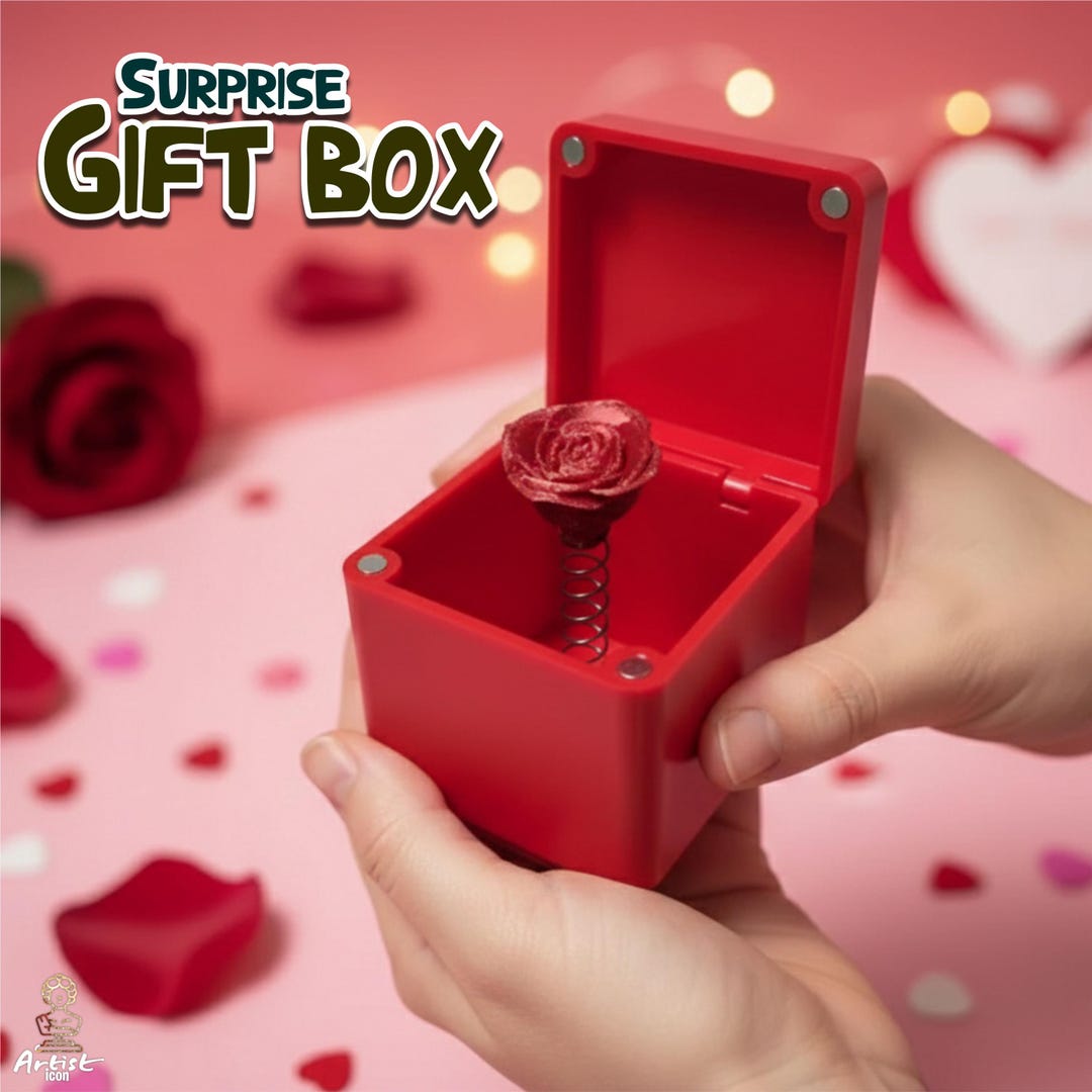 Red Flower Surprise Gift Box 3D Printed Red Flower in A Box Funny Pop ...