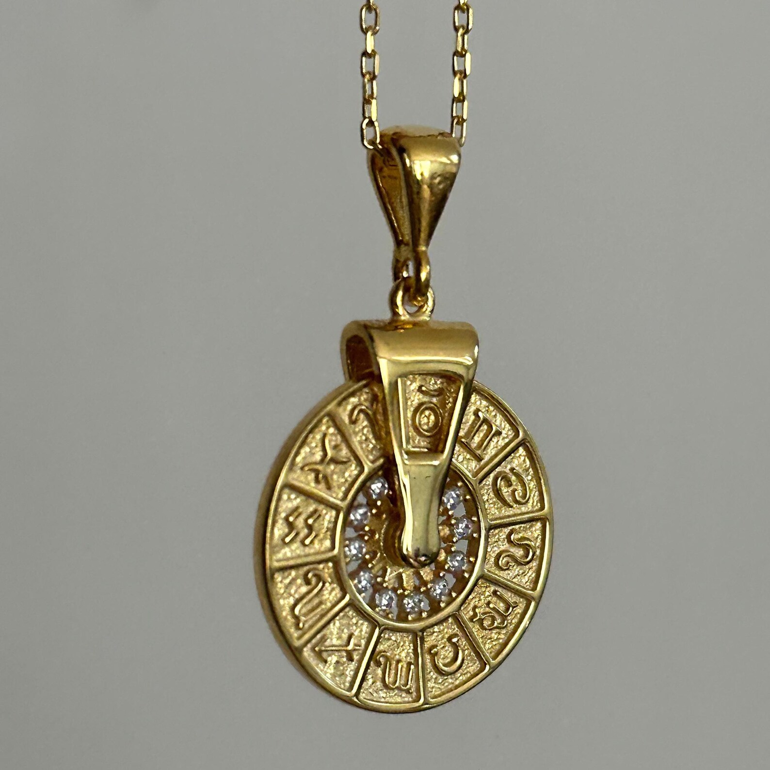 Gold-plated Zodiac Chart Necklace - Astrological Sign Pendant - Unique ...