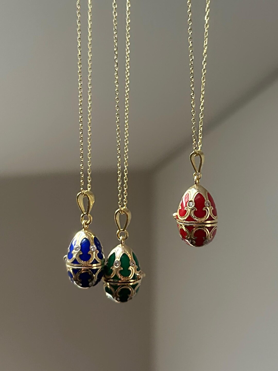 Enamel Fabergé Egg Pendant Necklace, Vintage-inspired Locket With ...