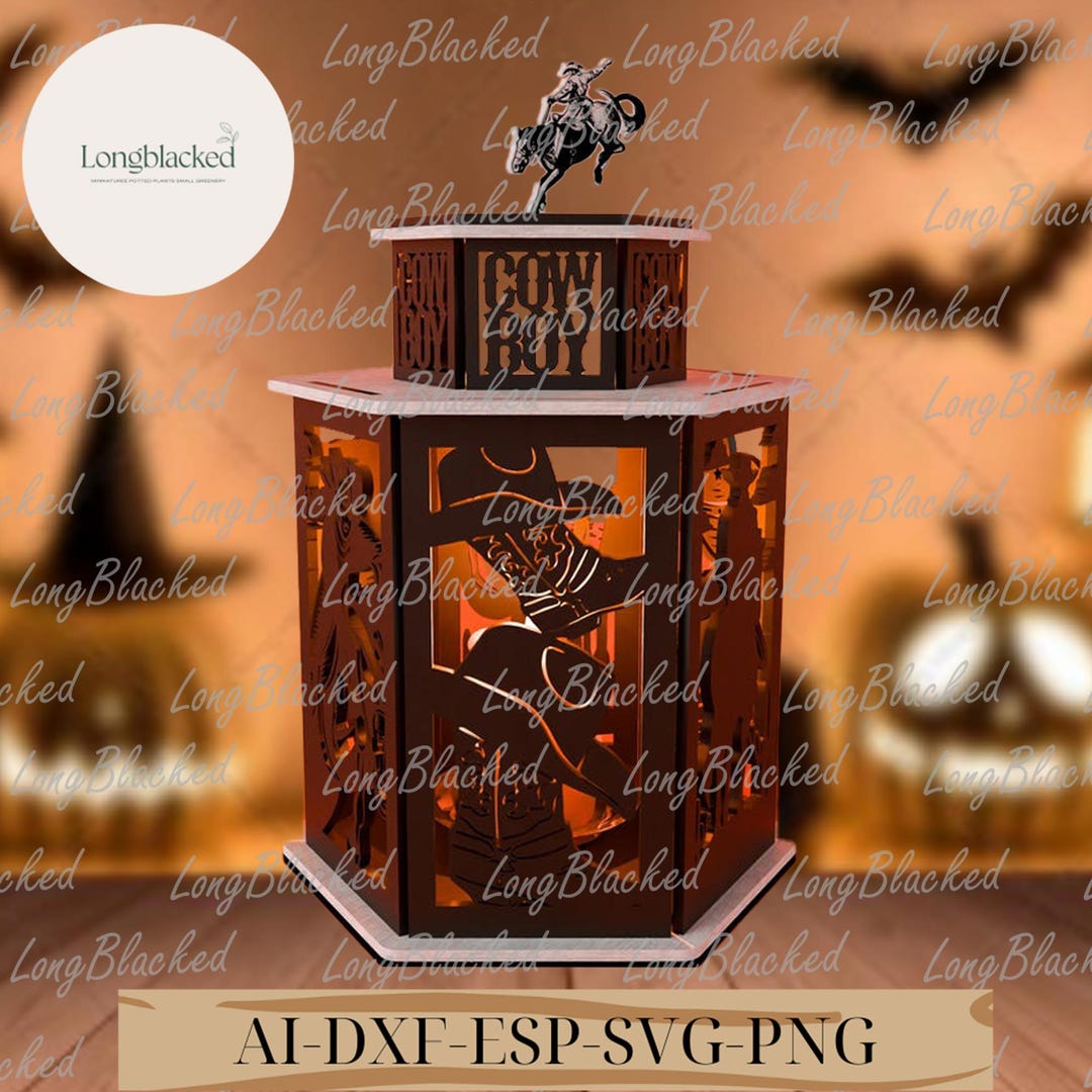 Western Cowboy Lantern Boxes, Western Glowforge Cut File, Halloween ...