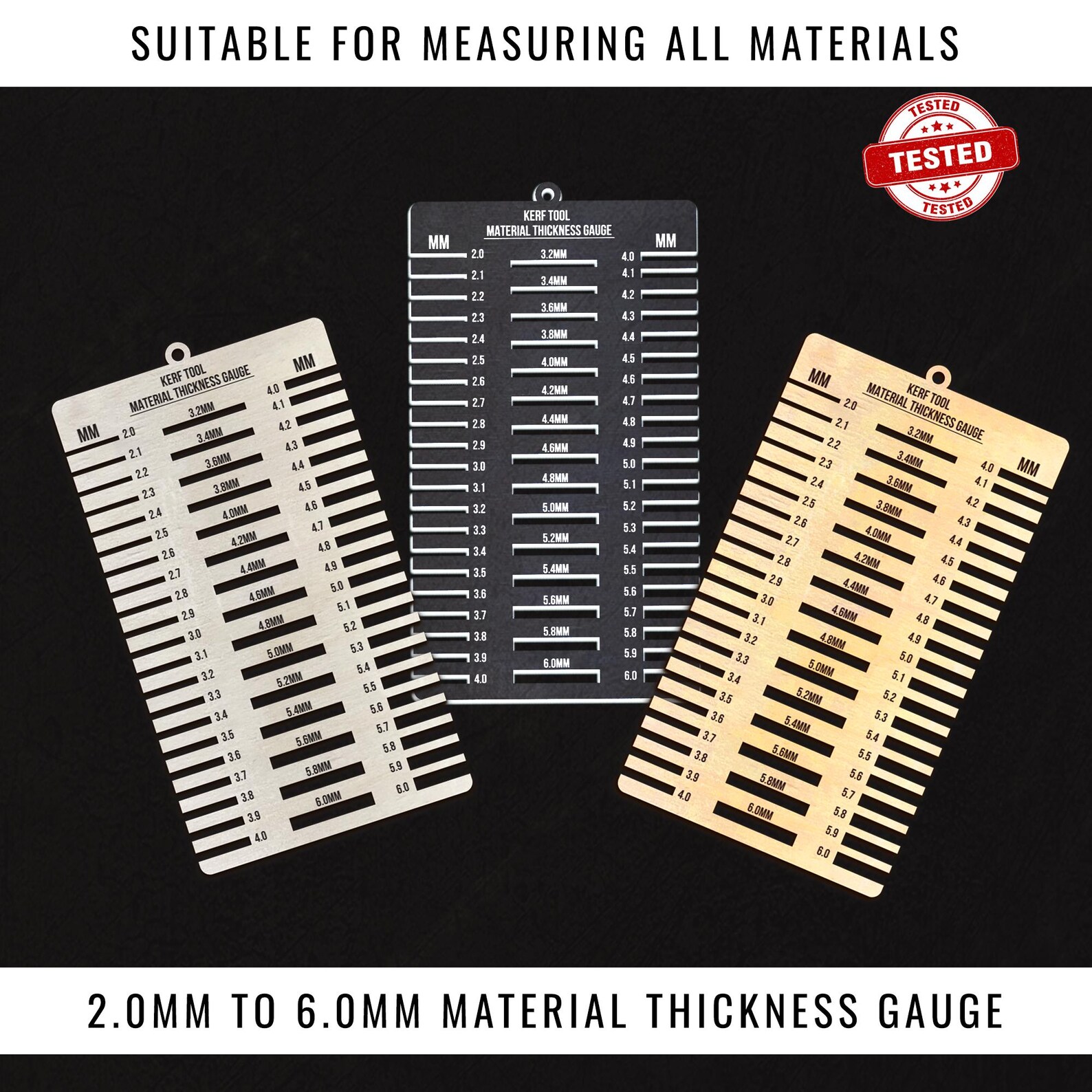 Laser Kerf Tool SVG: Material Thickness Gauge, Glowforge Compatible ...