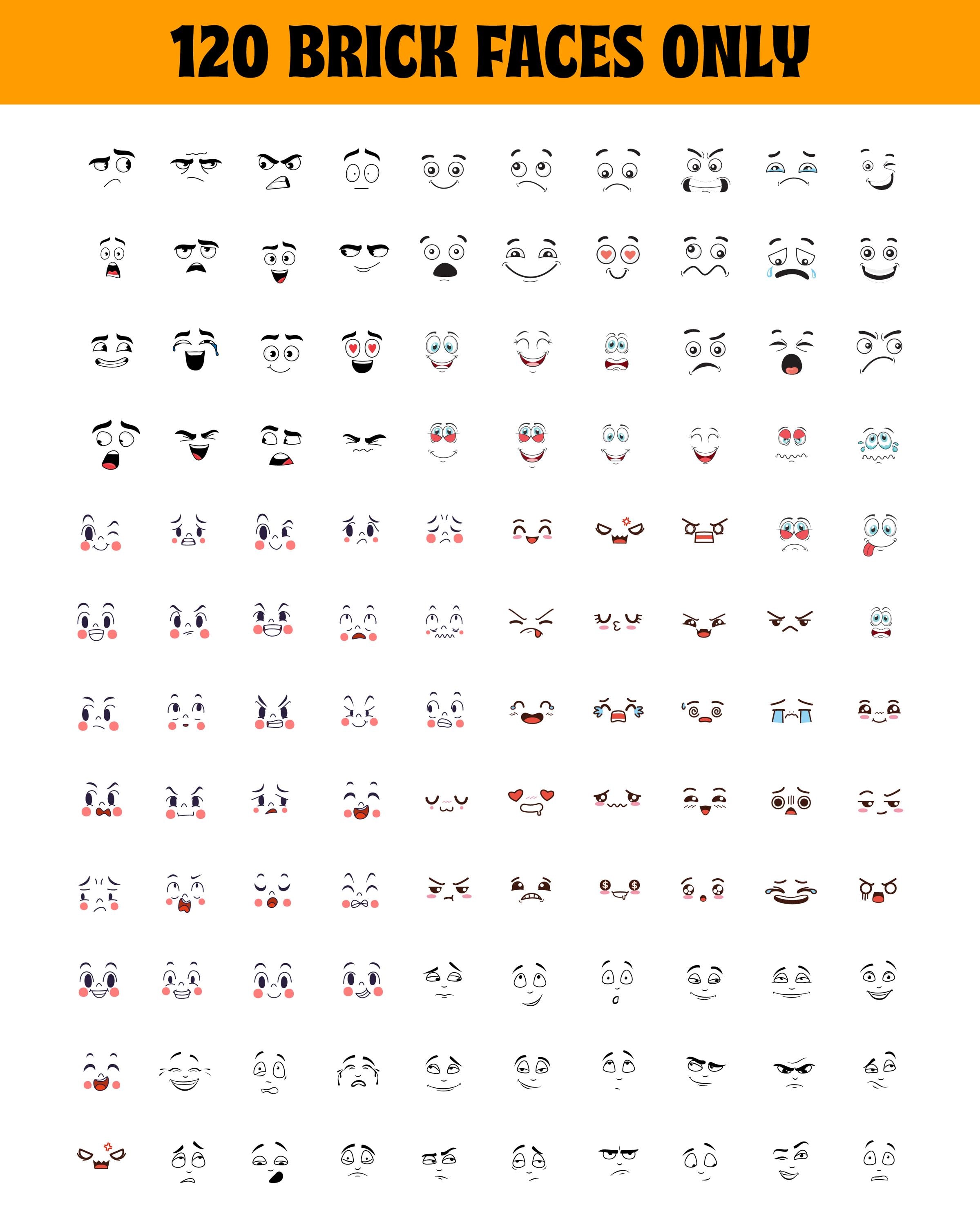 Brick Faces SVG Bundle: 1000+ Building Block Clipart (digital Download ...