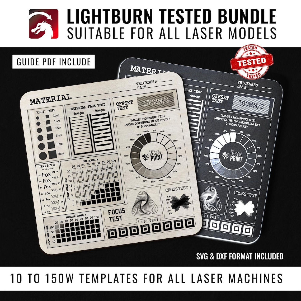 Laser Calibration Pack, Co2-diode Lasers, Lightburn Calibration Test ...