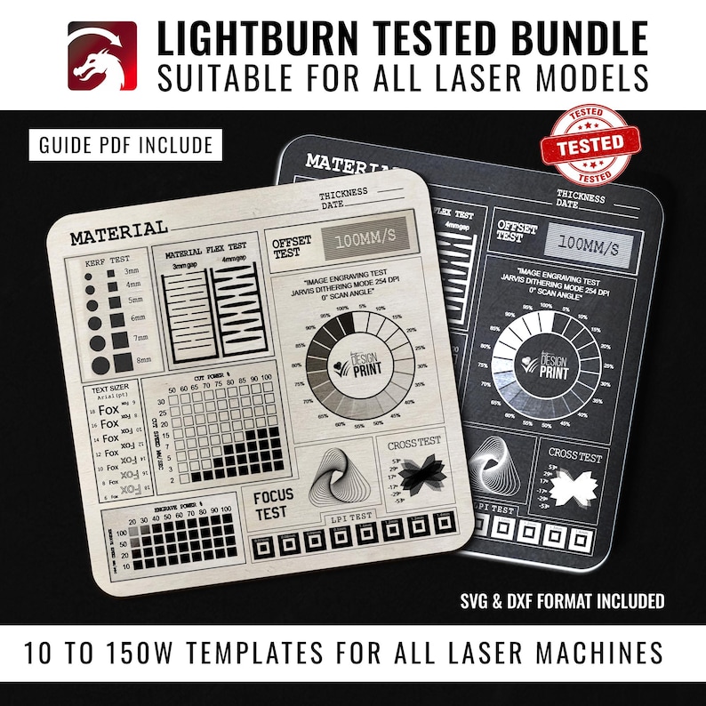 Laser Calibration Pack, Lightburn Material Test Files, Laser Engraving ...