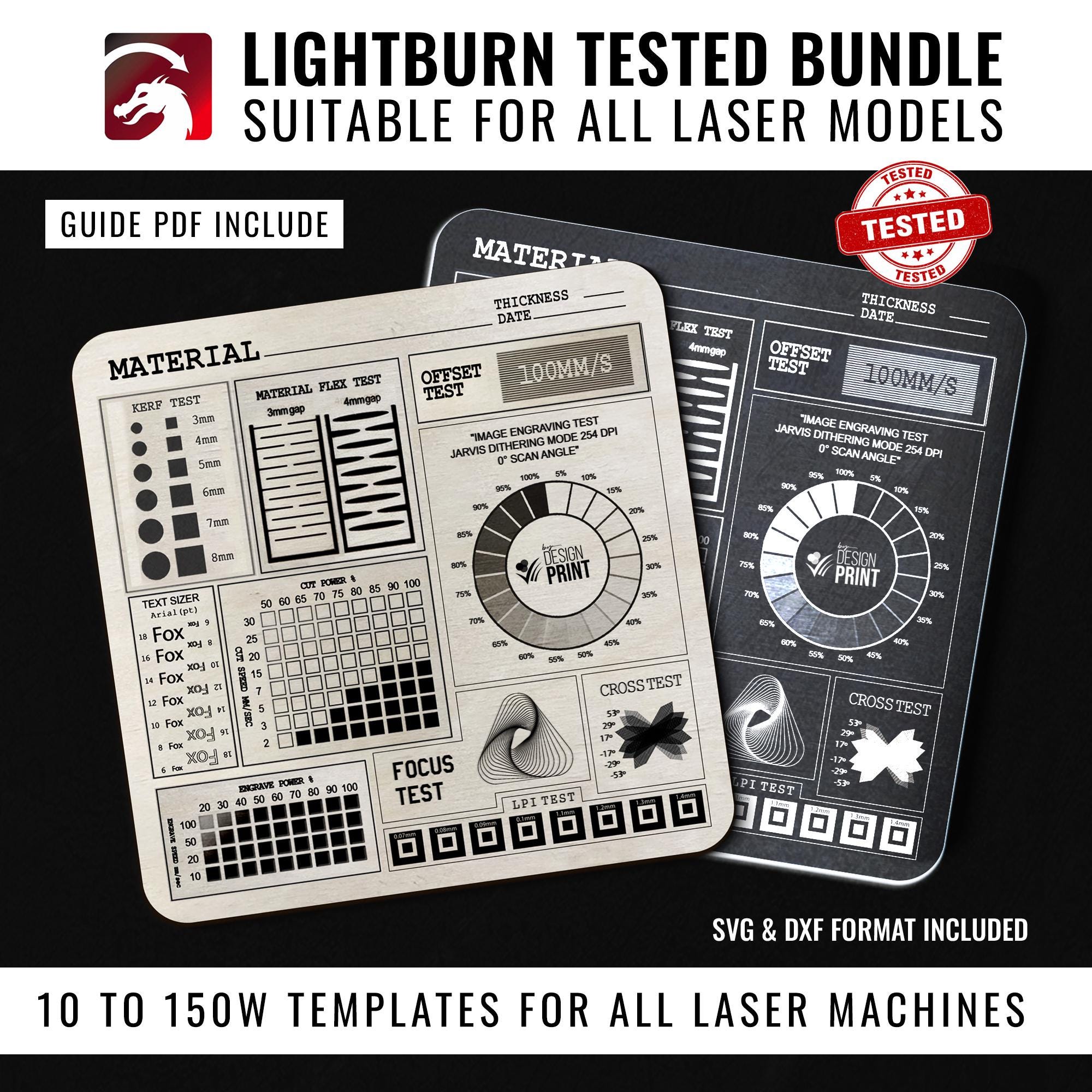 Laser Calibration Pack, Co2-diode Lasers, Lightburn Calibration Test ...