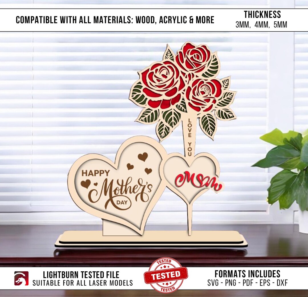Mother's Day Rose Bouquet SVG: Laser Cut Gift for Mom (digital Download ...