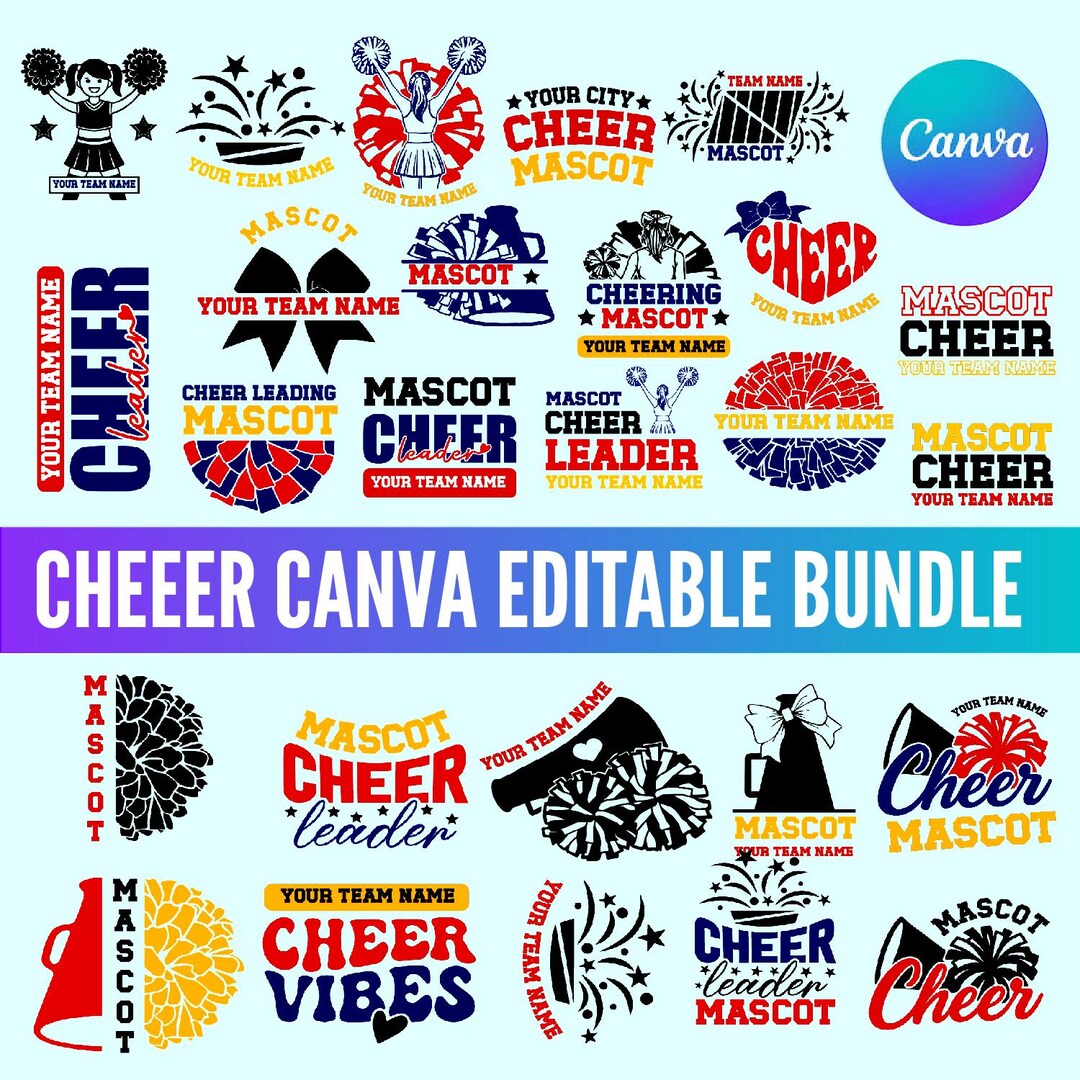 Personalized Cheerleader SVG Bundle: Editable Cheer Team Canva ...